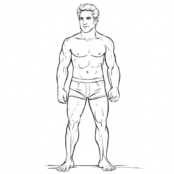 Télécharger Homme Musclé Se Tenant Avec Confiance Pages de coloriage En ...