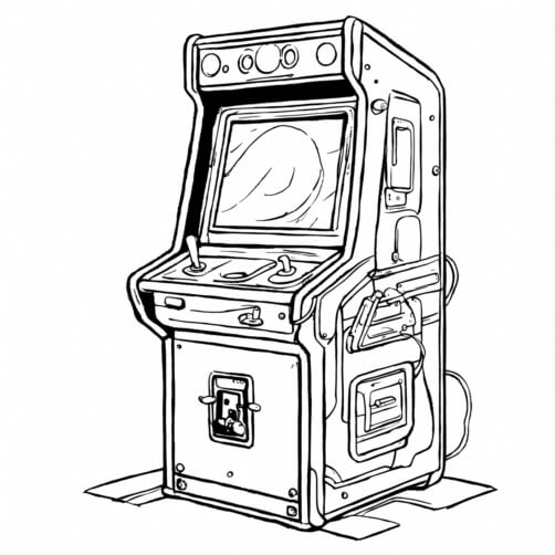 Download Classic Arcade Game Machine Illustration Coloring pages Online ...