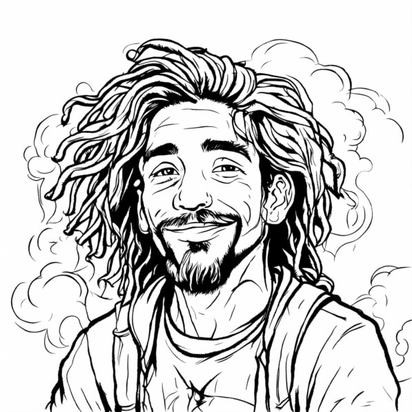 Download Joyful Man Illustration in Black and White Coloring pages ...