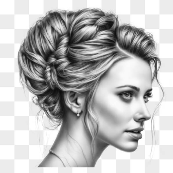 Download Elegant Woman with Detailed Updo Hairstyle Sketches Online ...