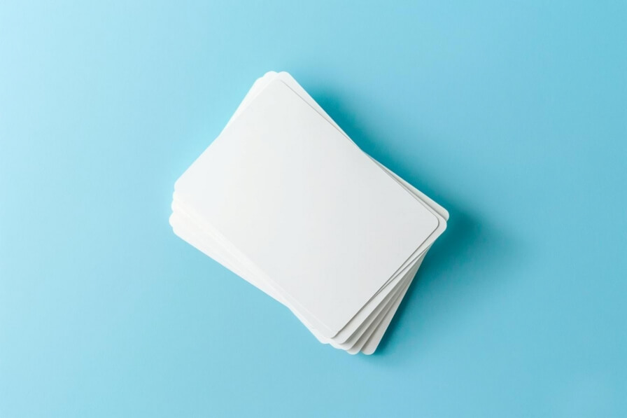 Download Blank White Cards on Light Blue Background Mockups Online ...