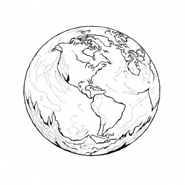 Download Stylized Earth in Line Drawing Coloring pages Online ...
