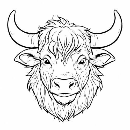 Download Line Drawing of a Scottish Highland Cow Coloring pages Online ...