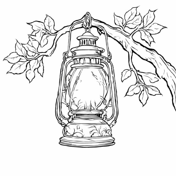 Download Vintage Lantern Hanging from Tree Coloring pages Online ...