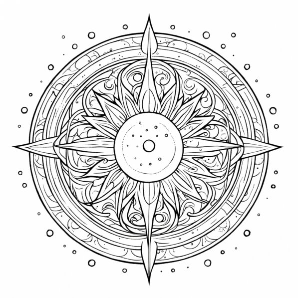 Download Intricate Mandala Compass Design Coloring pages Online ...