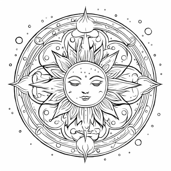 Download Intricate Sun Mandala Design Coloring pages Online - Creative ...