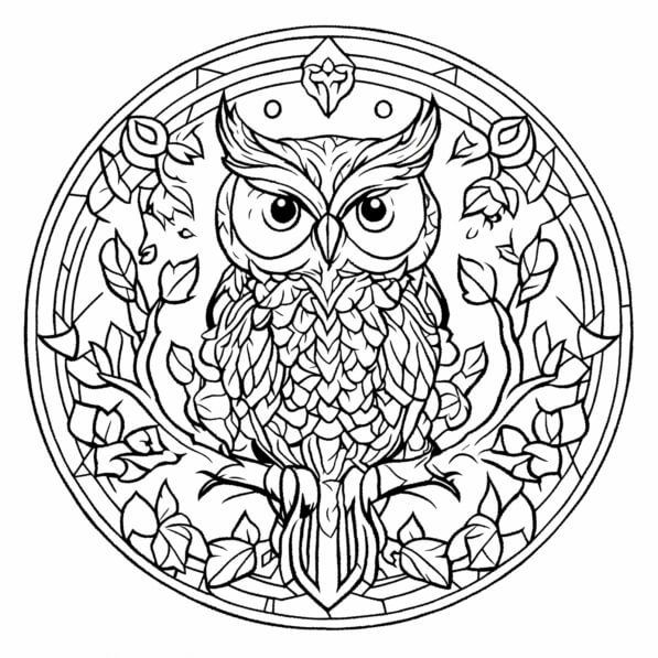 Download Intricate Owl Line Drawing Coloring pages Online - Creative ...