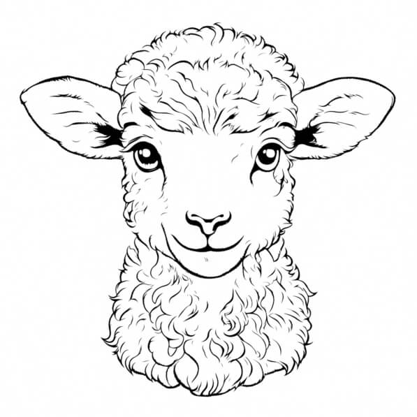 Download Charming Illustration of a Sheep's Face Coloring pages Online ...