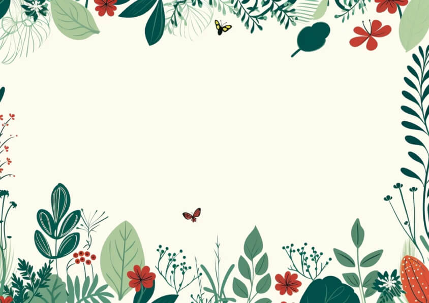 Descarga Borde decorativo de naturaleza con plantas y flores Fondos En ...
