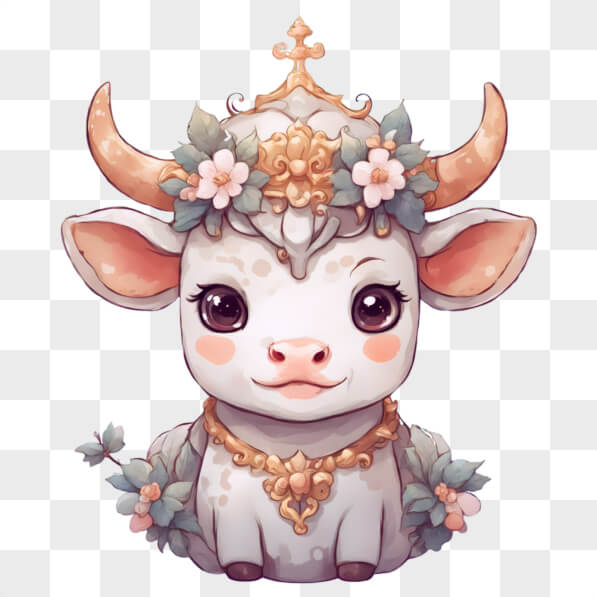 Descarga Personaje de Vaca Kawaii con Corona Floral Kawaii En Línea ...