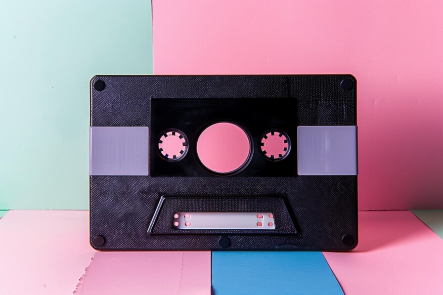 Download Vintage VHS Cassette Tape on Pastel Background Mockups Online ...