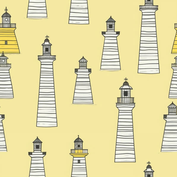 Download Whimsical Lighthouse Pattern on Yellow Background Patterns ...