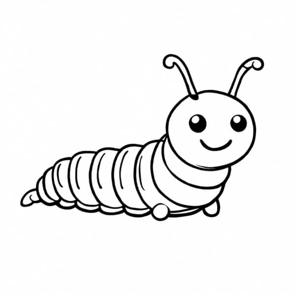 Download Schattige Cartoon Rups Kleurplaten online op Creative Fabrica