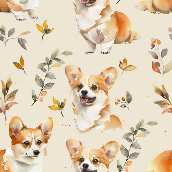 Download Playful Corgis and Floral Pattern Patterns Online - Creative ...