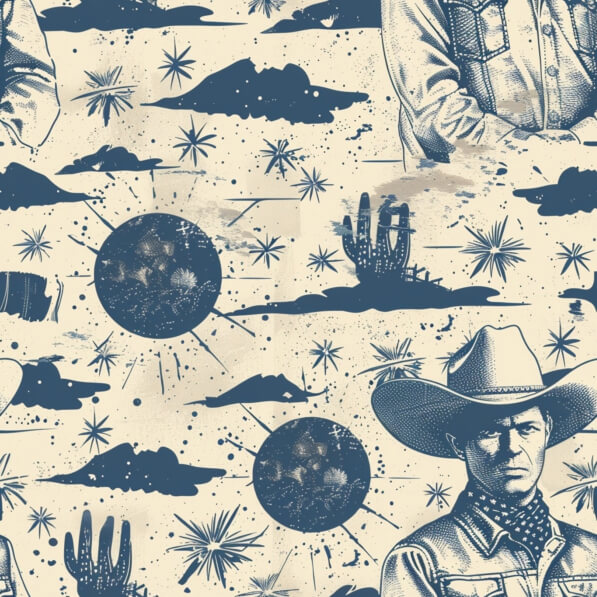 Download Vintage Cowboy Art Pattern with Desert Elements Patterns ...