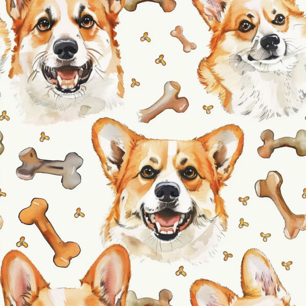 Download Cheerful Corgi Dogs and Dog Bones Pattern Patterns Online ...