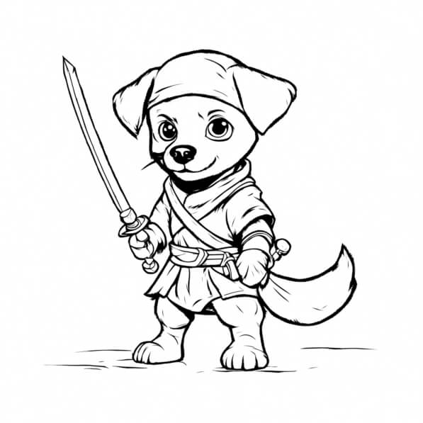 Download Cartoon Dog Samurai Illustration Coloring pages Online ...