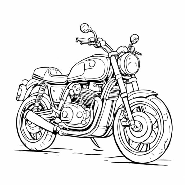 Download Detailed Line Drawing of a Motorcycle Coloring pages Online ...