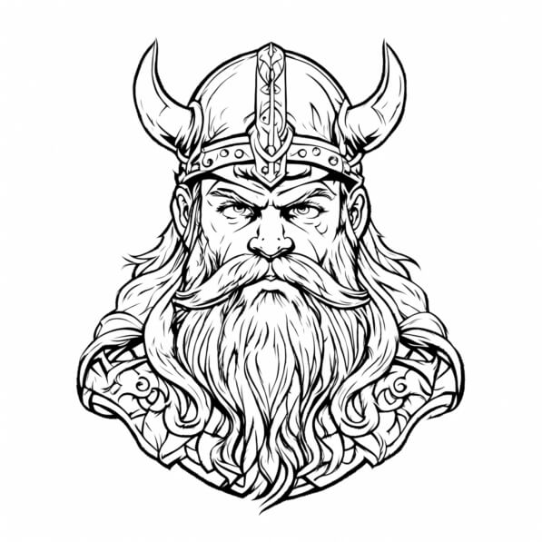 Download Intricate Line Drawing of a Viking Warrior Coloring pages ...