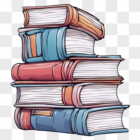 Descarga Pila Colorida de Libros Cartoons En Línea - Creative Fabrica