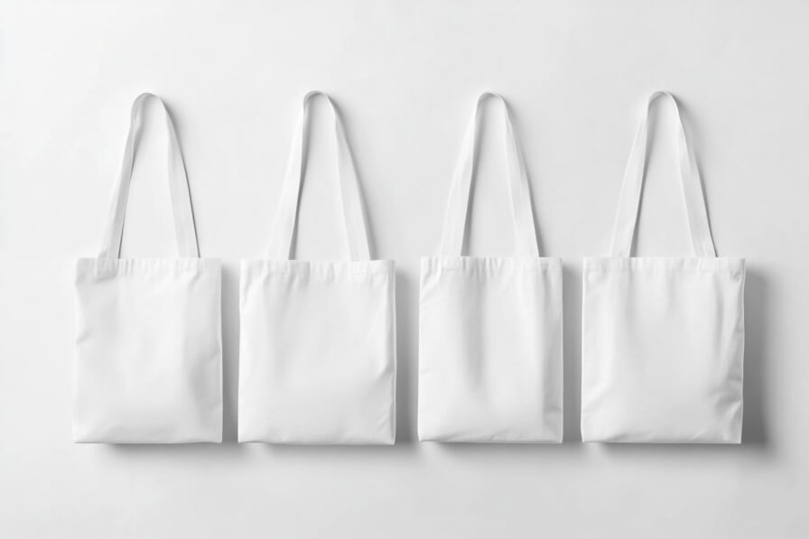 Download Set of Four White Tote Bags Mockups Online - Creative Fabrica