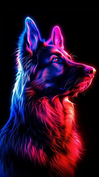 Descarga Retrato Vibrante de Lobo Neón Fondos En Línea - Creative Fabrica