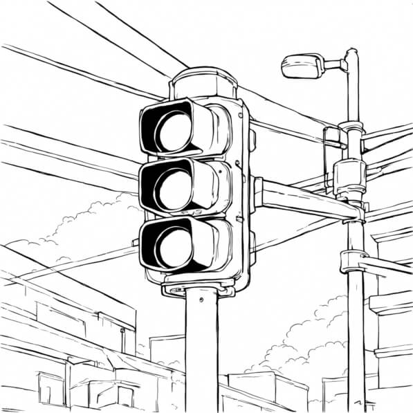 Download Traffic Light at an Urban Intersection Coloring pages Online ...