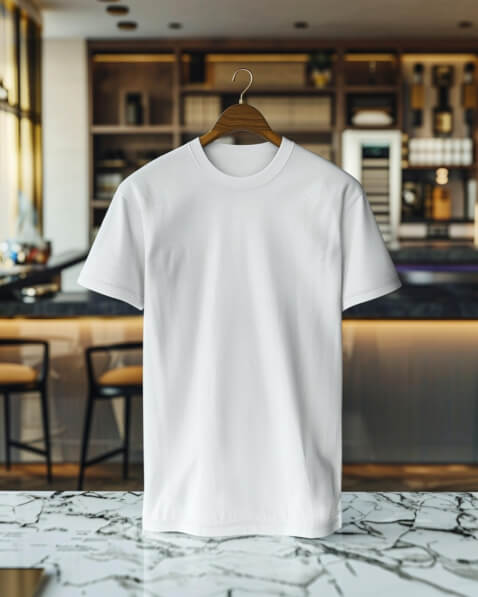 Download Plain White T-shirt Hanging in Modern Kitchen Mockups Online ...