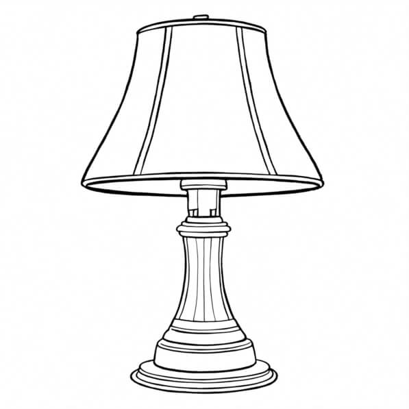 Download Line Drawing of a Classic Table Lamp Coloring pages Online ...