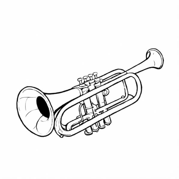 Download Black Outline Illustration of a Trumpet Coloring pages Online ...