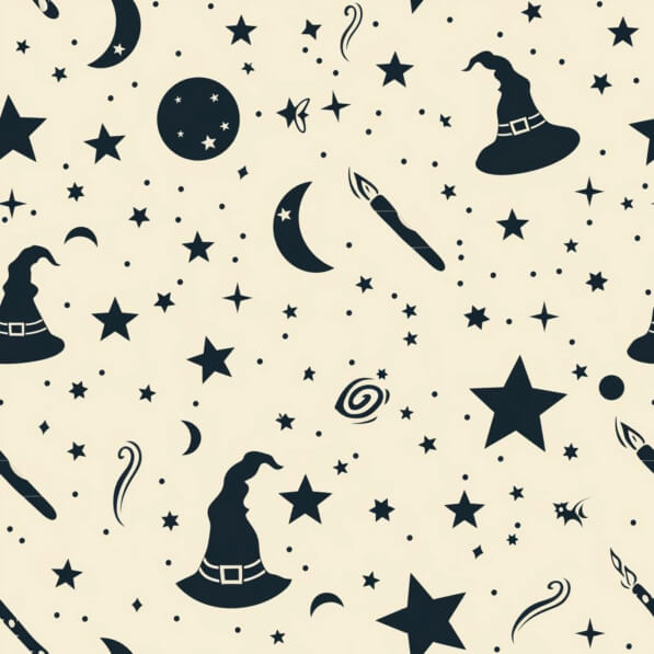 Download Whimsical Pattern of Stars and Wizard Hats Patterns Online ...