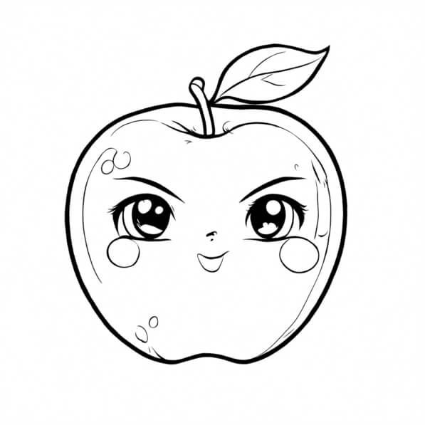 Download Cute Smiling Apple Character Design Coloring pages Online ...
