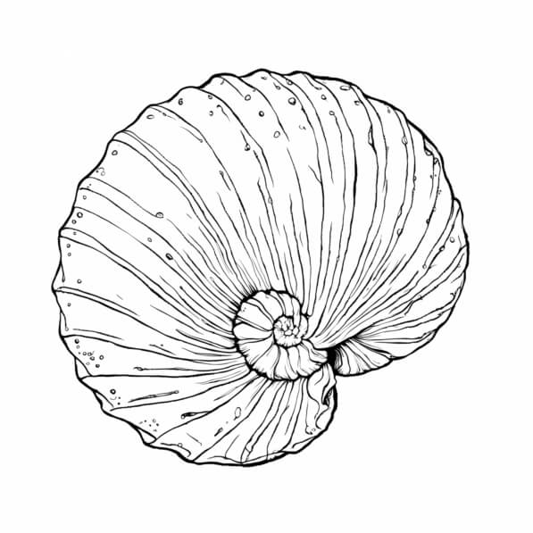 Baixe Ilustração Detalhada de uma Concha de Náutilo Colorir páginas ...