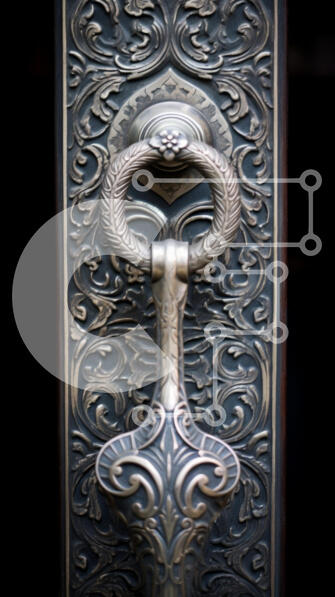 Elegant Ornate Door Handle and Plate stock photo | Creative Fabrica