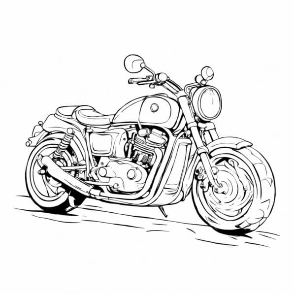 Download Line Drawing of a Classic Motorcycle Coloring pages Online ...