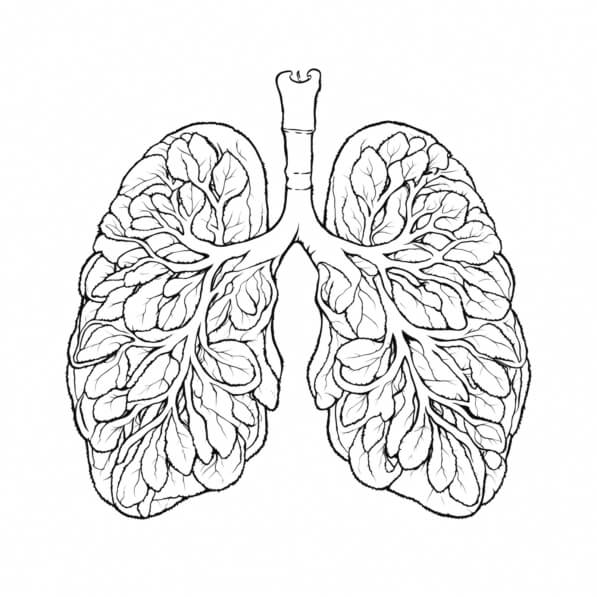 Download Line Art Illustration of Human Lungs Coloring pages Online ...