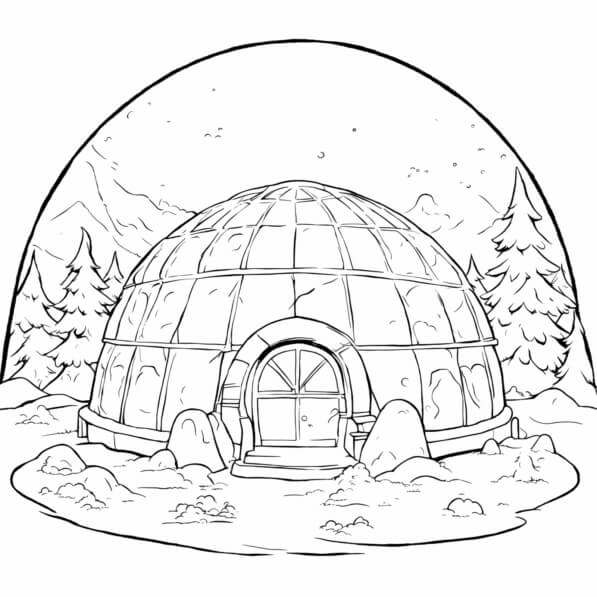 Download Igloo in a Winter Landscape Coloring pages Online - Creative ...