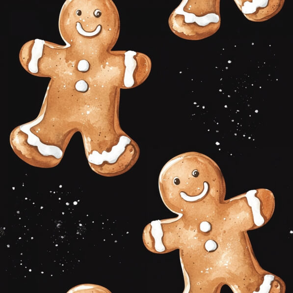 Descarga Patrón de Hombres de Jengibre sobre un Fondo Negro Patrones En ...