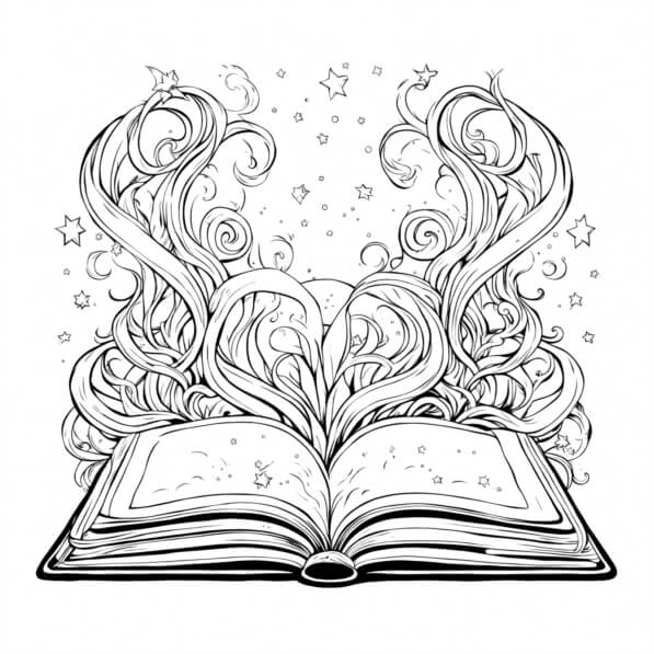 Download Open Book with Whimsical Designs Coloring pages Online ...
