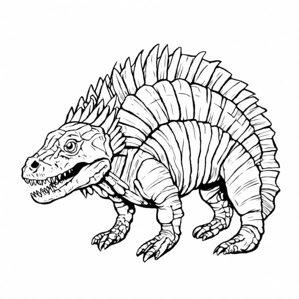 Download Stylized Illustration of a Prehistoric Dimetrodon Coloring ...