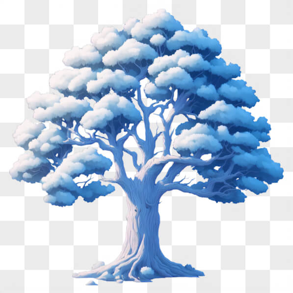 Download Stylized Tree with Blue and White Foliage Cartoons Online ...