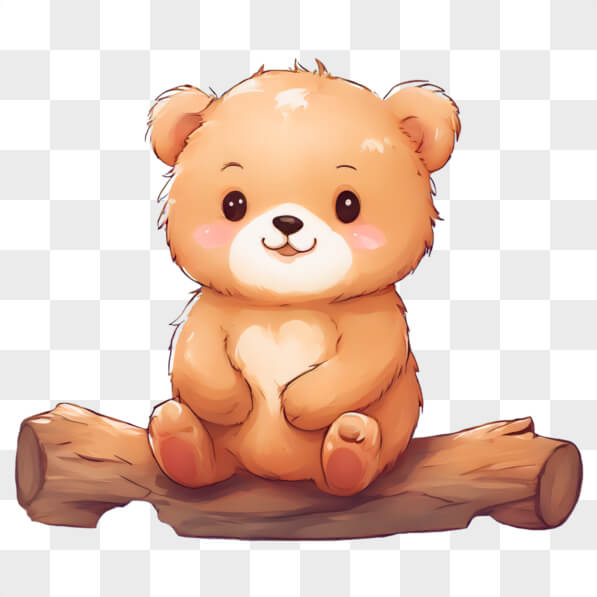 Descarga Oso de Dibujos Animados Kawaii Sentado en un Tronco Kawaii En ...