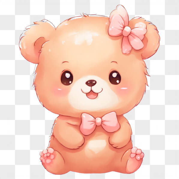 Scarica Adorabile Orsetto Kawaii con Fiocchi Rosa Kawaii Online ...