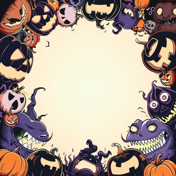 Download Colorful Halloween Illustration with Jack-o'-Lanterns and ...