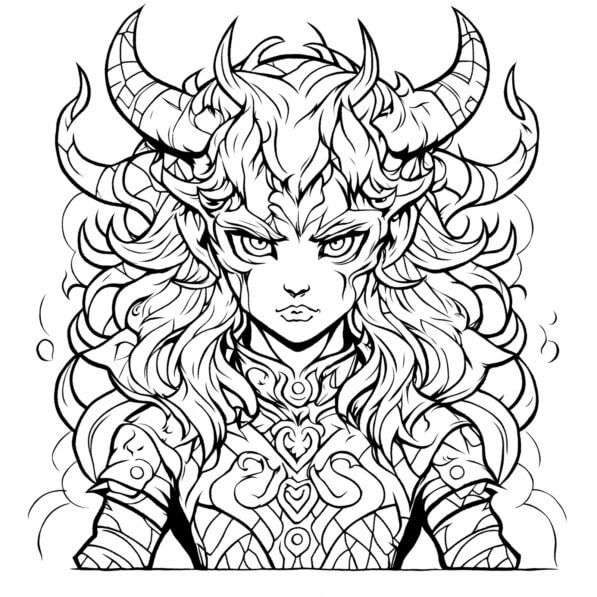 Download Line Art Illustration of a Fantasy Character Coloring pages ...
