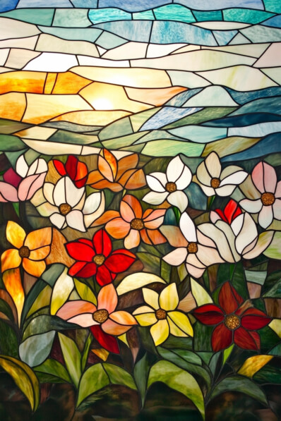 Download Colorful Floral Stained Glass Window Backgrounds Online ...