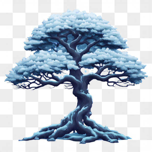 Download Stylized Blue Tree with Fluffy Leaves Cartoons Online ...