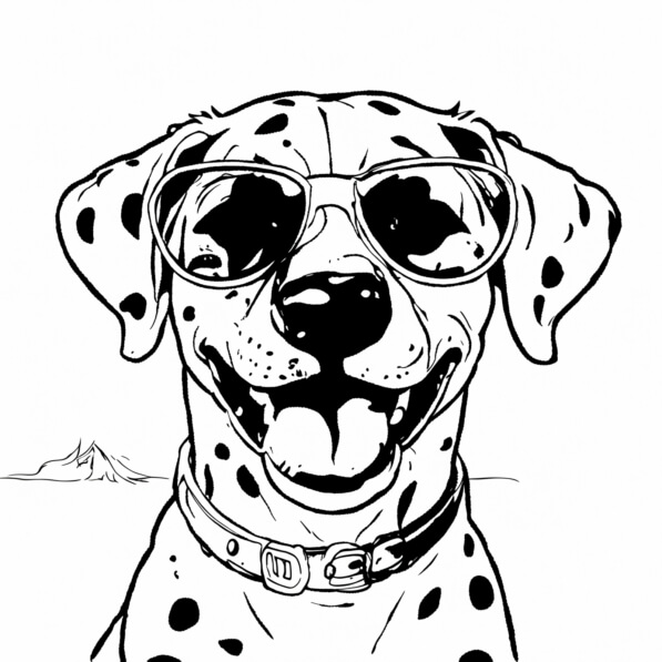 Download Cheerful Dalmatian Dog in Sunglasses Coloring pages Online ...