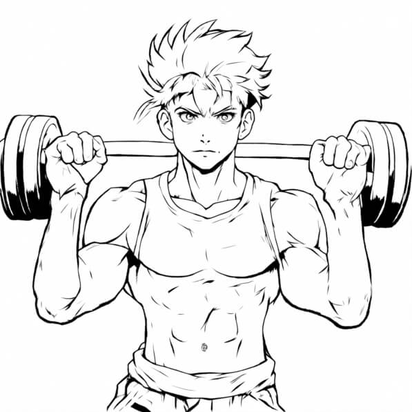 Download Young Man Lifting Dumbbell with Determination Coloring pages ...