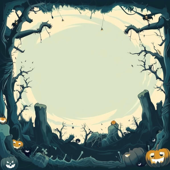 Download Spooky Halloween Illustration with Twisted Trees and Pumpkins ...
